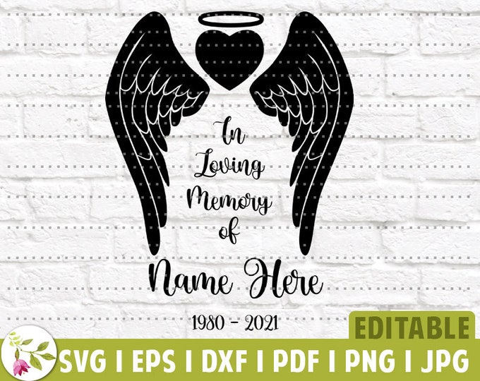 In Loving Memory SVG, in Memory of Svg, Heart With Angel Wings Memorial ...