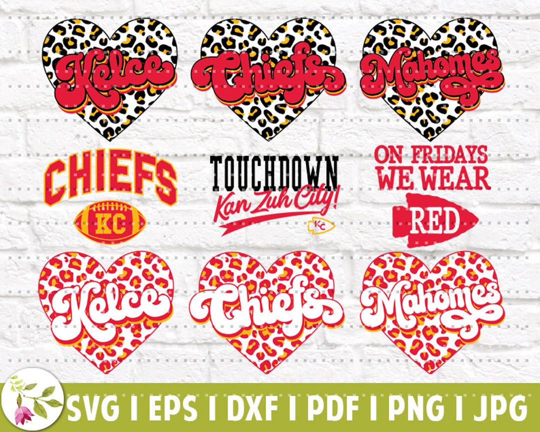 Kansas City Hearts Bundle EPS Chiefs SVG Football Lover Kansas City ...
