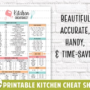 Printable Kitchen Cheatsheet, Kitchen Substitution Chart, Kitchen ...