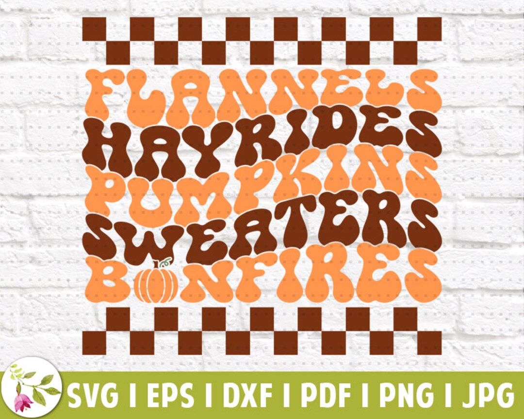 Retro Fall Season Favorites PNG | Flannels Hayrides Pumpkins | Cozy ...