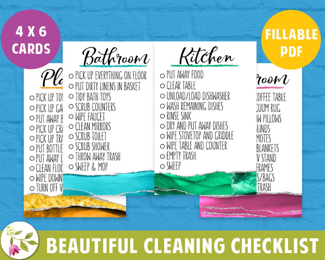 Room Cleaning Cards, EDITABLE, PRINTABLE, House Zones, Chore Checklist ...