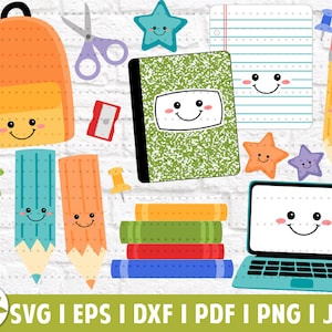 Colorful School Clipart Set | Back to School SVG | Education PNG ...