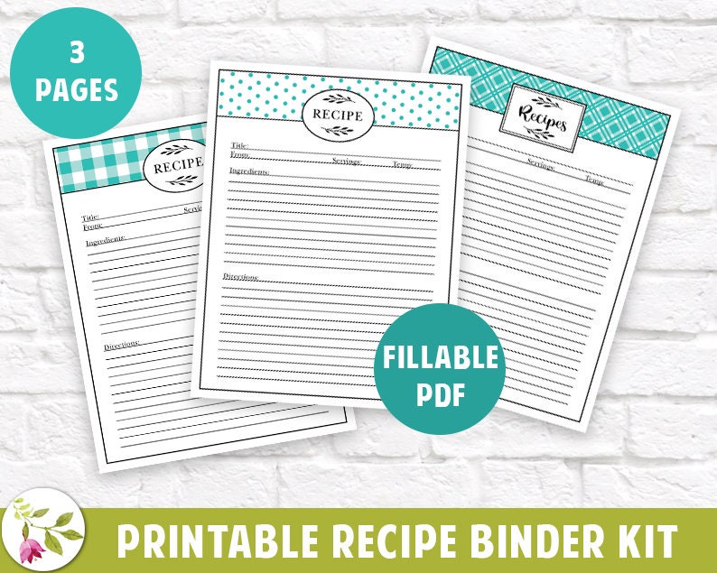 Blue Plaid Recipe Binder Template EDITABLE Printable Recipe - Etsy