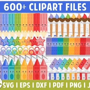 Colorful School Clipart Set | Back to School SVG | Education PNG ...