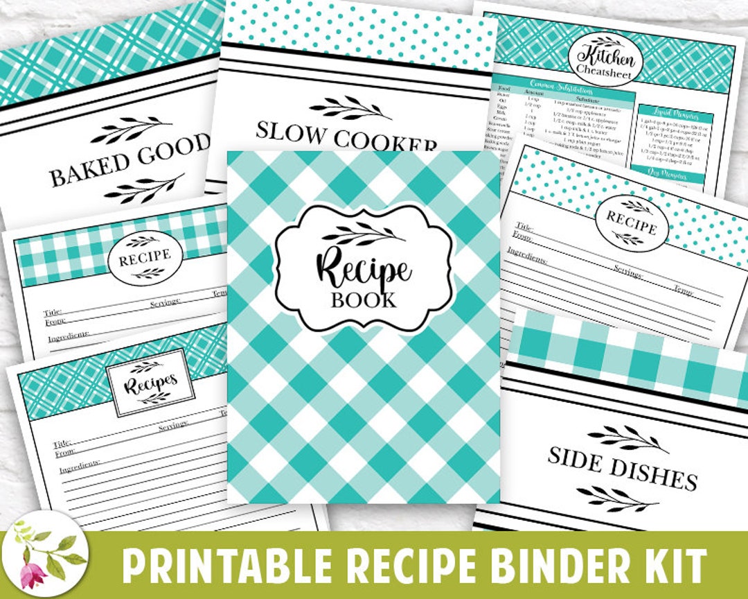 Blue Plaid Recipe Binder Template, EDITABLE, Printable Recipe Template ...