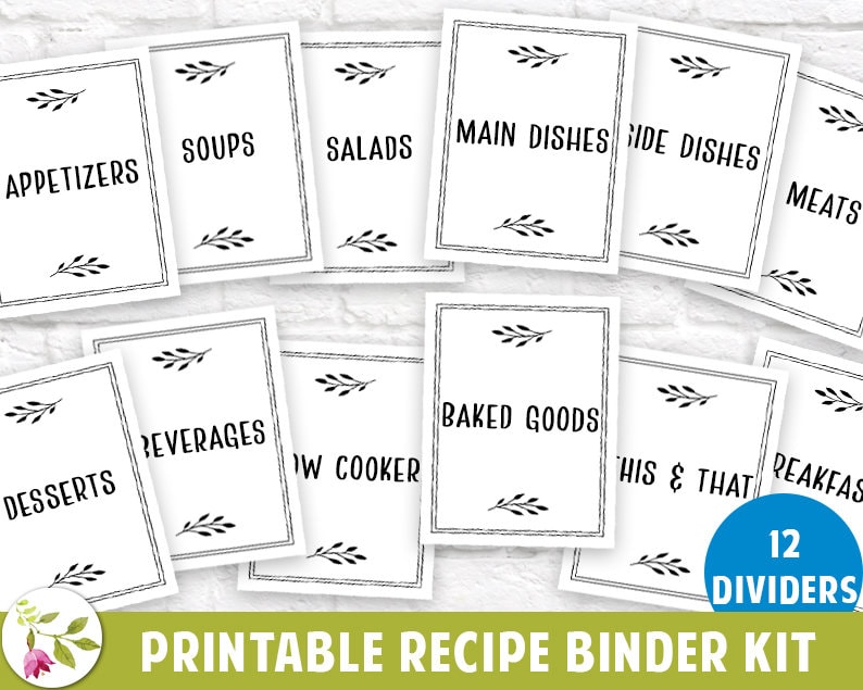 Minimalist Recipe Binder Template EDITABLE Printable Recipe - Etsy