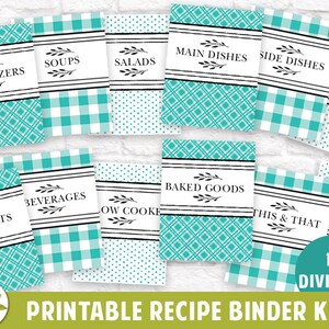 Blue Plaid Recipe Binder Template, EDITABLE, Printable Recipe Template ...