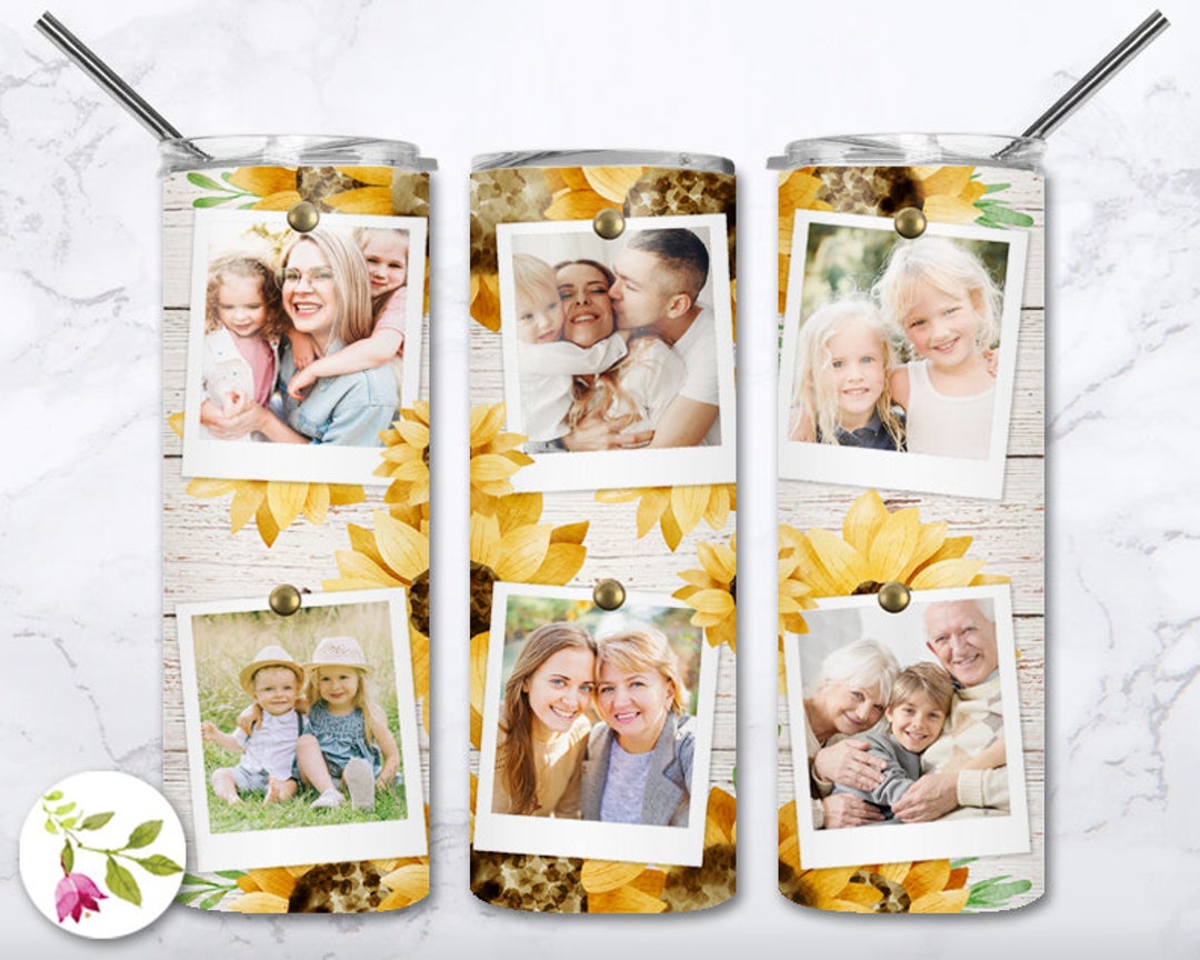 Country Sunflower Collage Custom Photo Frame Watercolor Seamless ...