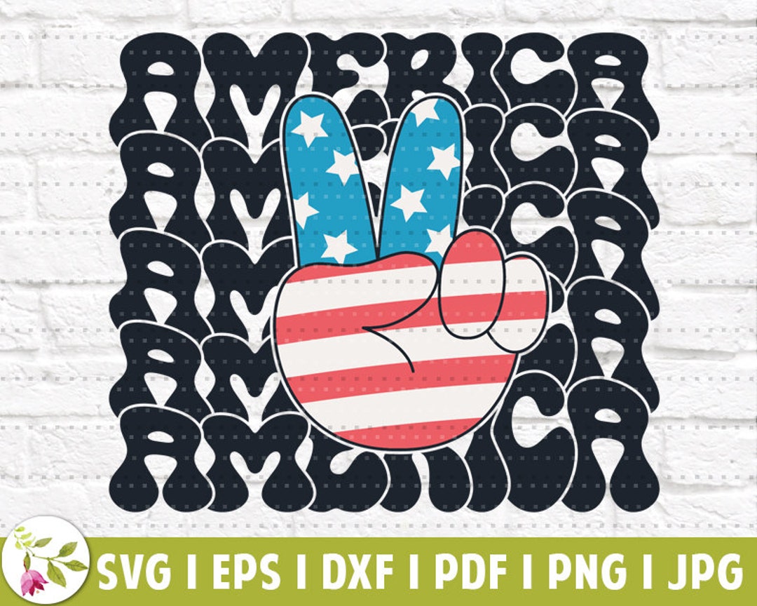 Retro America Peace Sign SVG | Groovy America SVG | American Babe PNG ...