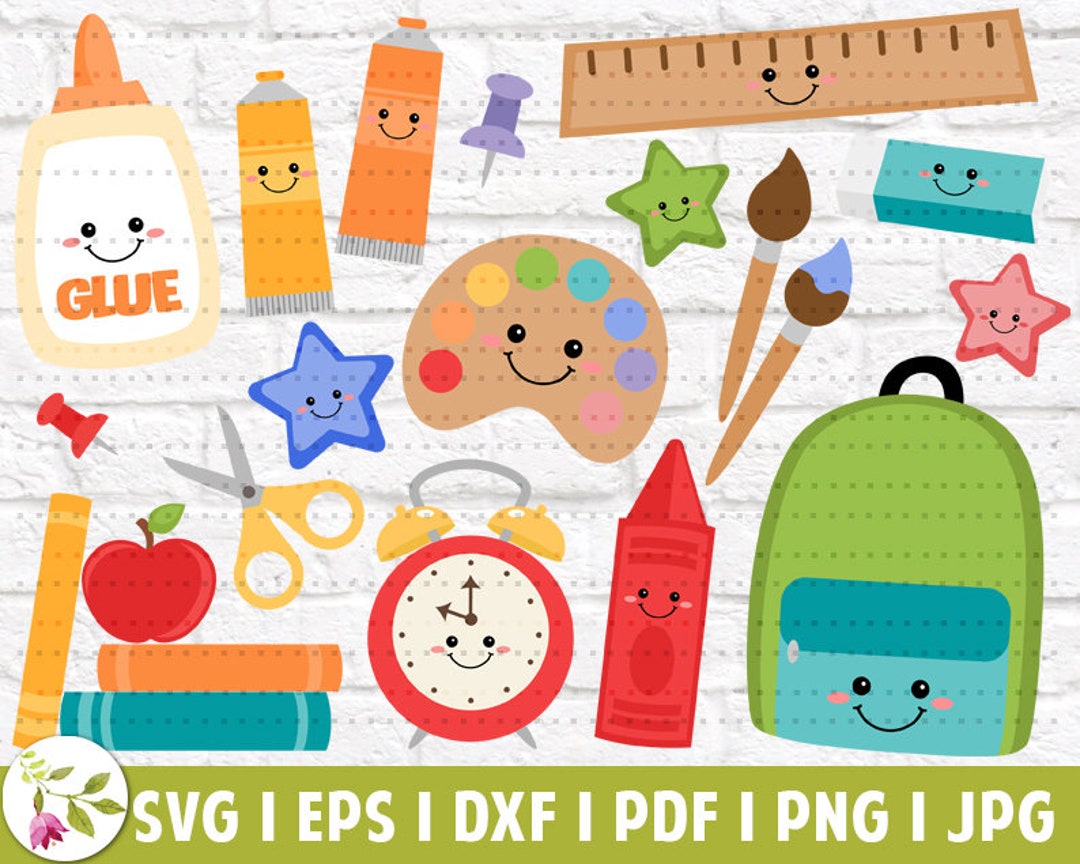 Colorful School Clipart Set | Back to School SVG | Education PNG ...