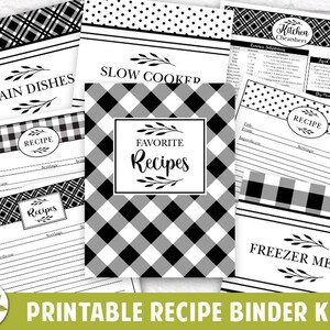 Black Plaid Recipe Binder Template, EDITABLE, Printable Recipe Template ...
