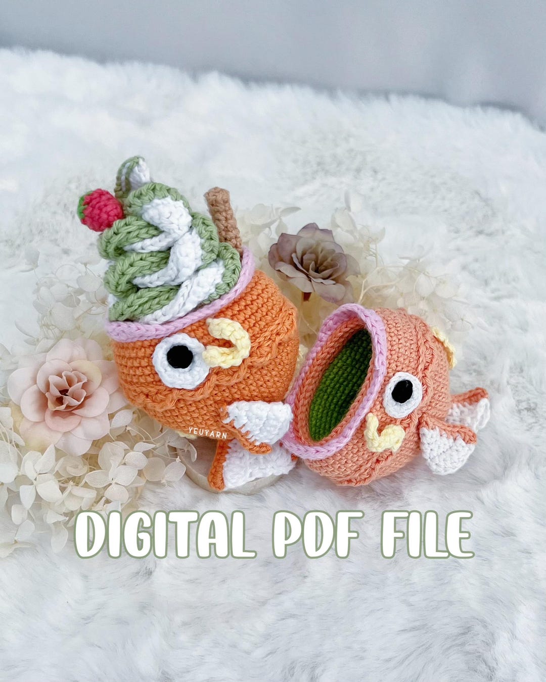 Koi Fish Taiyaki Ice Cream & Pouch Crochet Pattern (digital Download ...