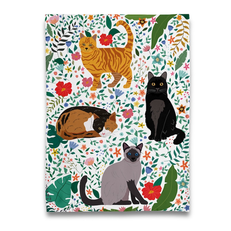 Tea Towel Cat Garden - Etsy