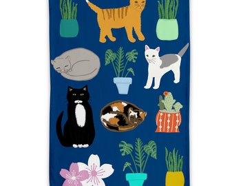 Cats Tea Towel Kitten Kitties Cute Cat Gift for Her Kitchen Towel ...