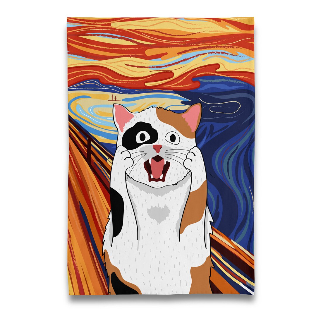 Museum Collection - Calico Cat Scream Tea Towel/ Dish Towel - Etsy