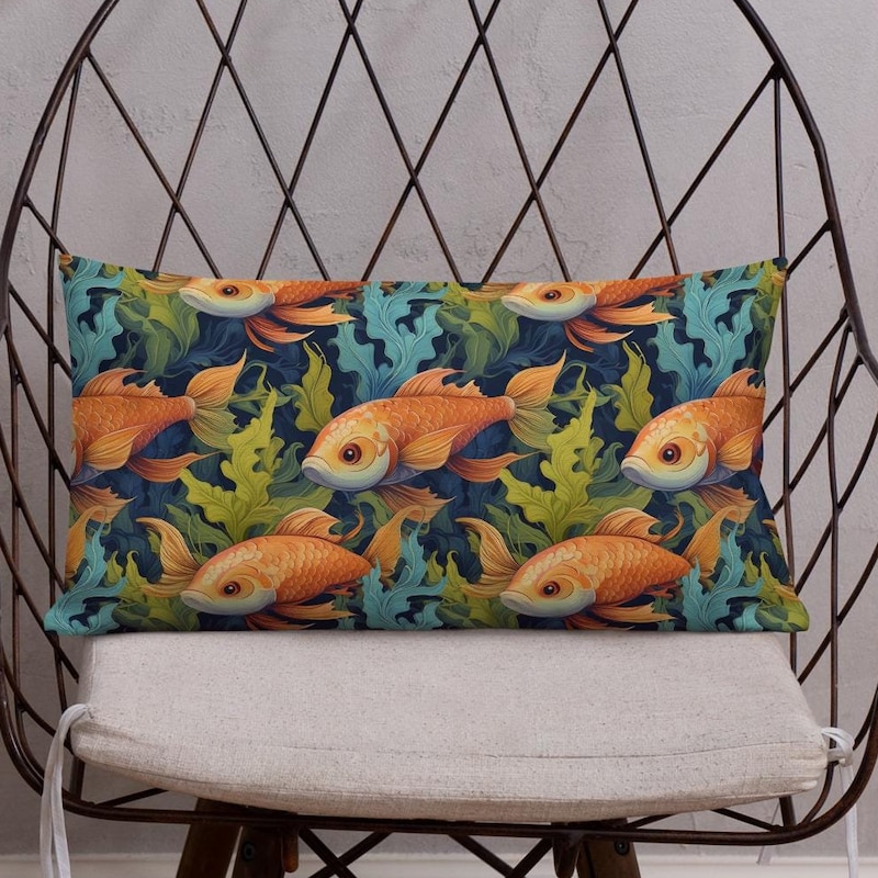 Blue Koi Pillow - Etsy