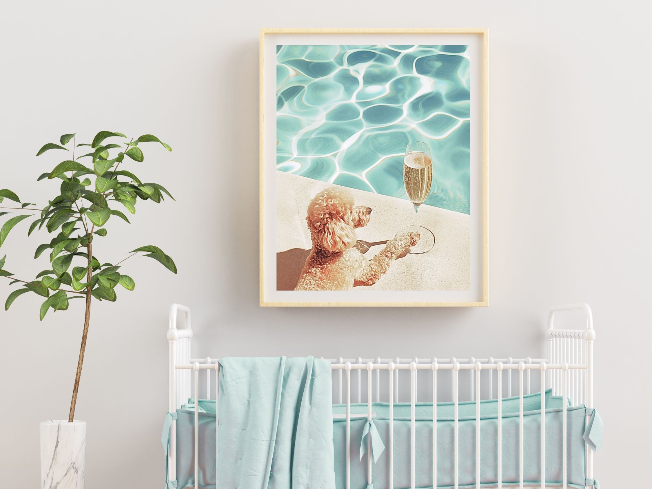 Poodle and Champagne, Alcohol Print Kitchen Wall Decormodern Digital ...