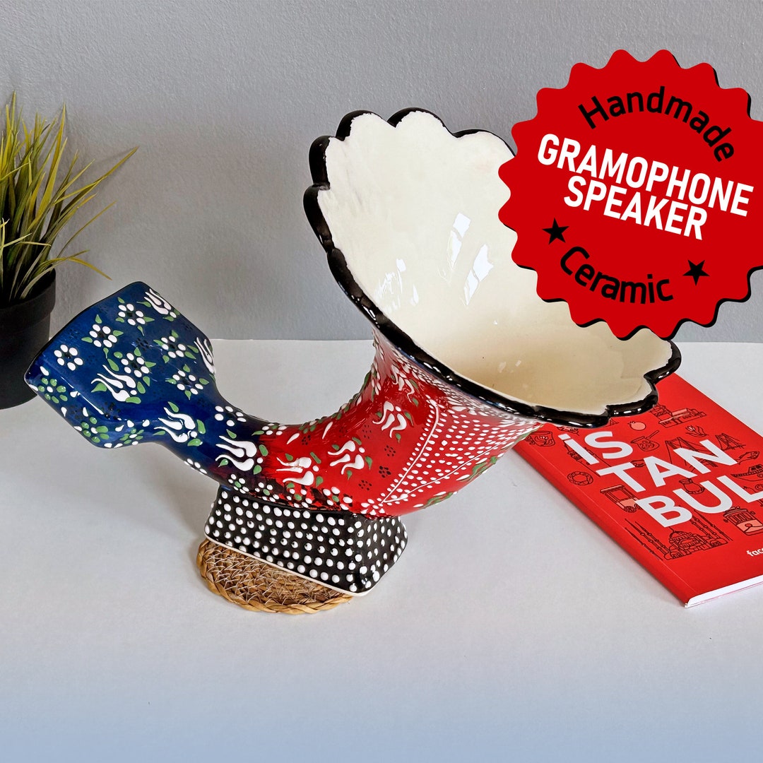 Gramophone Phone Speaker, Ceramic Gramophone, Audio iPhone Dock Speaker ...