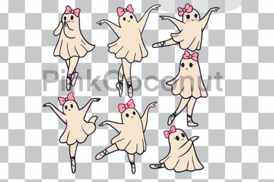 Ghost Ballerina Dancing Halloween PNG JPG Ghost Cartoon Trendy Pngs for ...