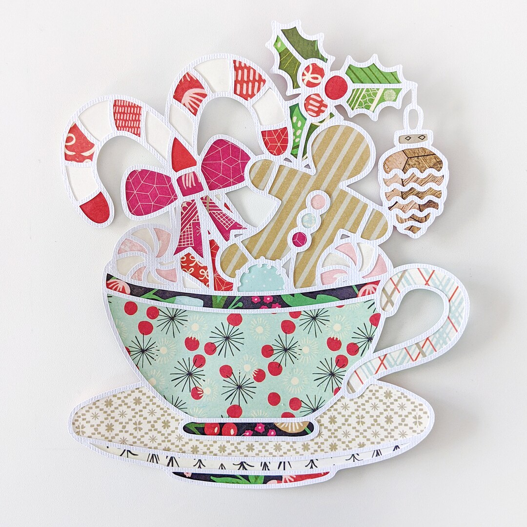 Christmas Teacup With Backing Pieces Digital Cut File zip Folder With ...