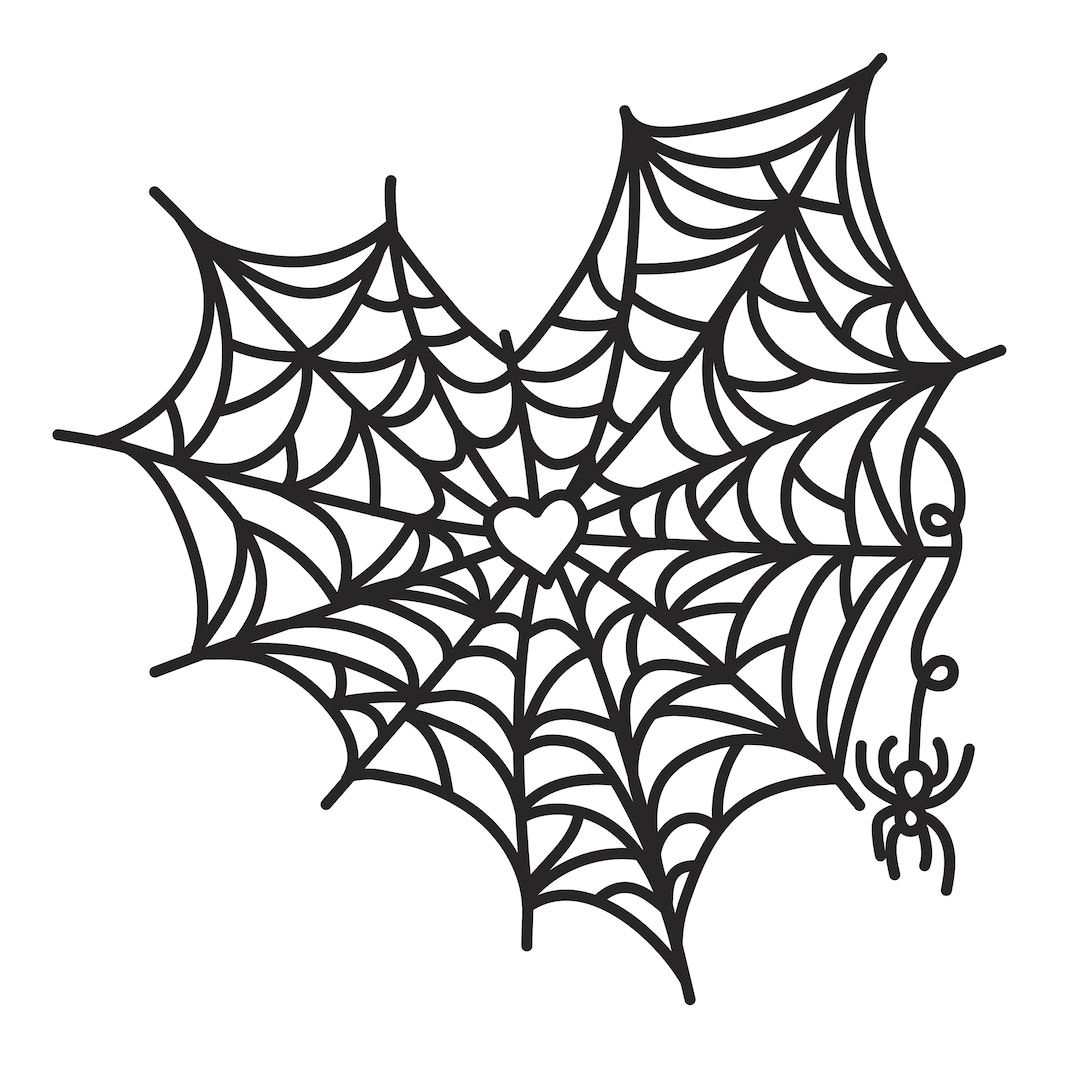 Spiderweb Heart With Spider Cut File zip Folder With .svg, .dxf, .png ...