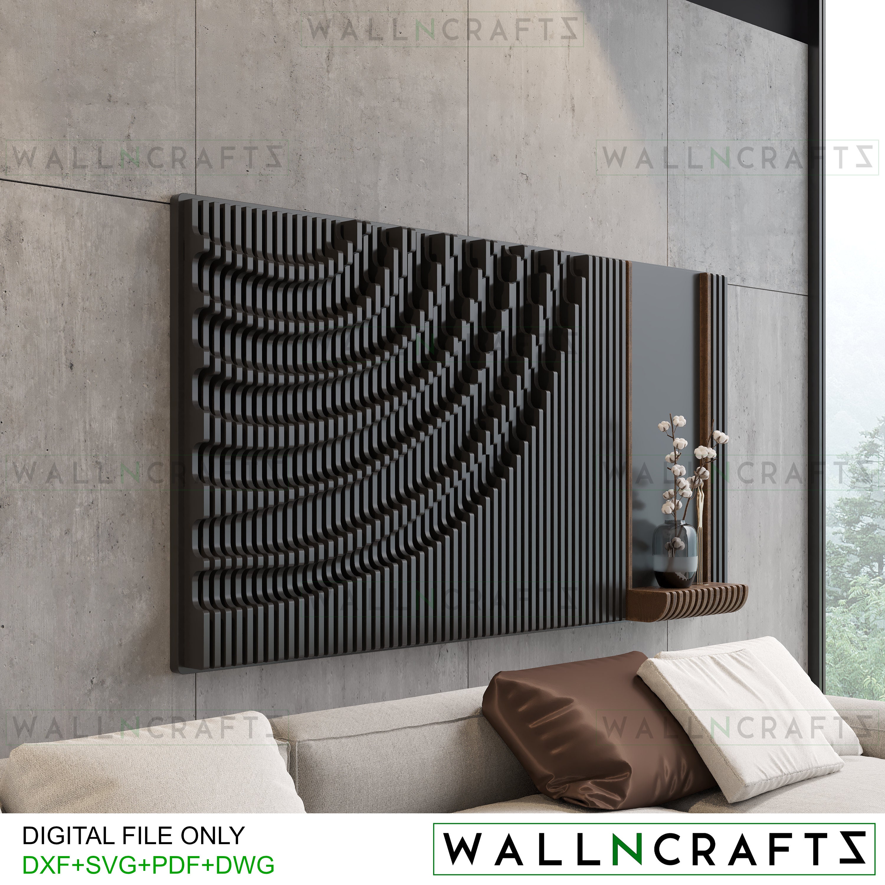 Parametric Wall Art A-2 / Cnc Cutting Files / Wall Decor With Shelf ...