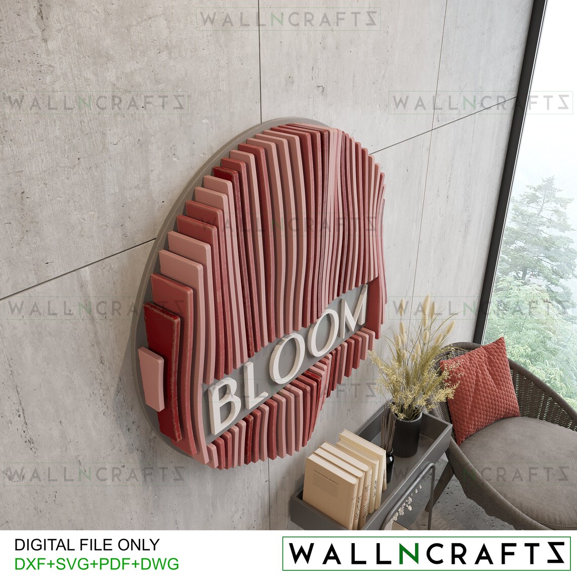 Parametric Wall Sign Bloom / Cnc Cutting Files / Slogan / Wall Hanging / Texts Laser Plan - Etsy