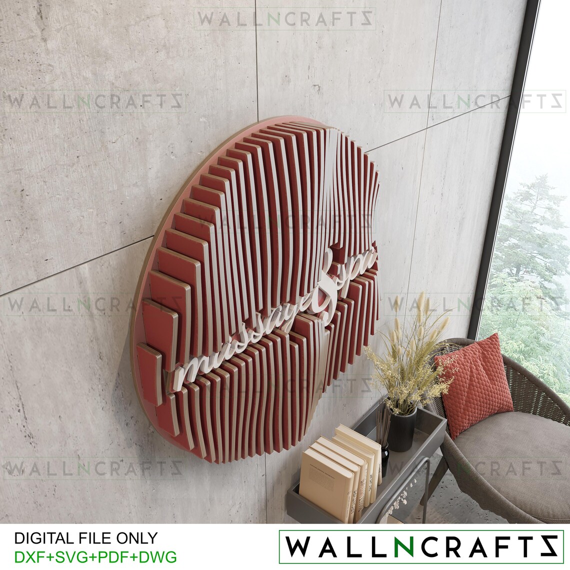 Parametric Wall Sign Massage and Spa / Cnc Cutting Files / Spa Club ...