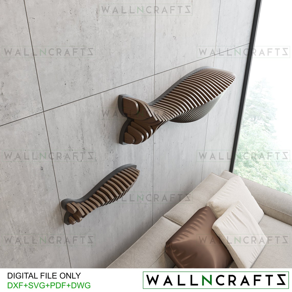 Parametric Wall Art B-1 / Cnc Cutting Files / Fish Wall Decor / Whale ...