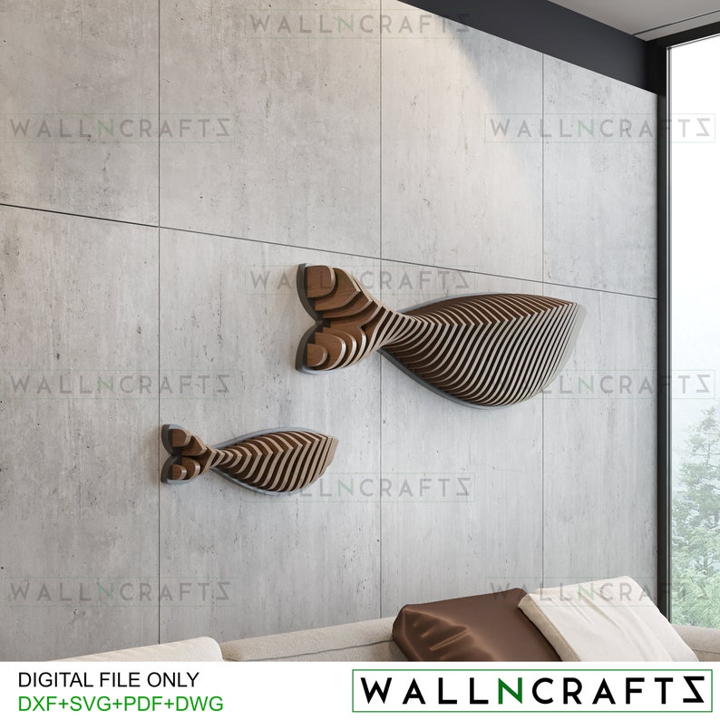 Parametric Wall Art B-1 / Cnc Cutting Files / Fish Wall Decor / Whale ...