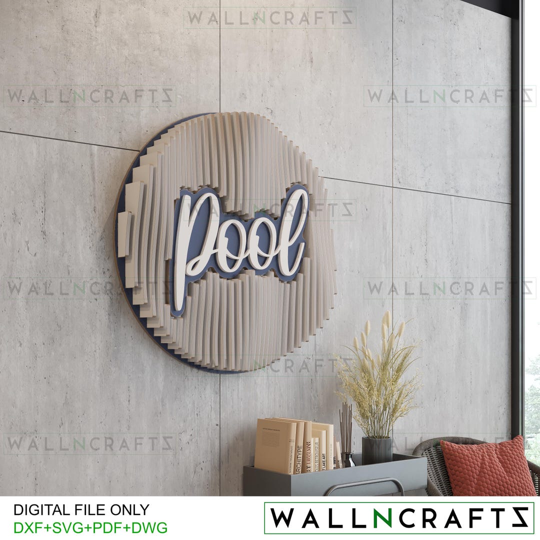 Parametric Wall Sign Pool / Cnc Cutting Files / Swimming Area Sign ...