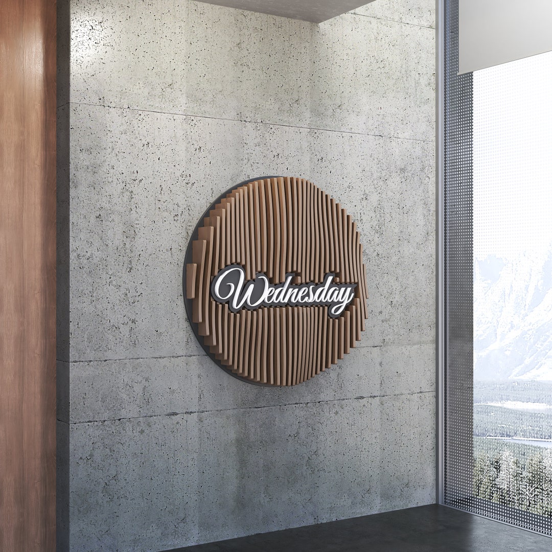 Parametric Wall Sign Wednesday / Cnc Cutting Files / Day Name / Wall ...