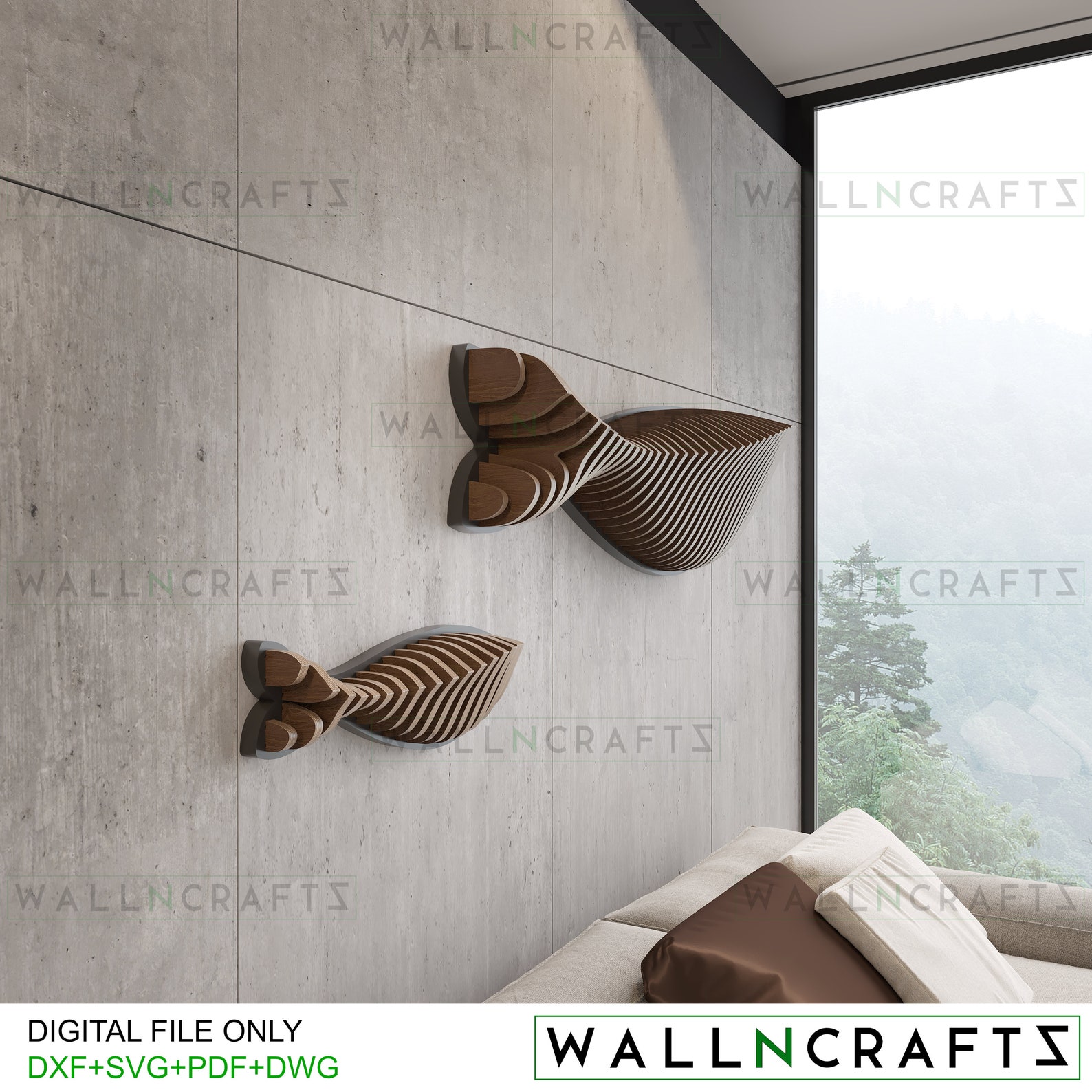 Parametric Wall Art B-1 / Cnc Cutting Files / Fish Wall Decor / Whale ...