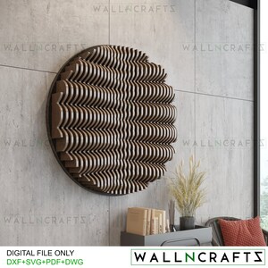 Parametric Wall Art C-2 / Cnc Cutting Files / Round Wall Decor / Wavy ...