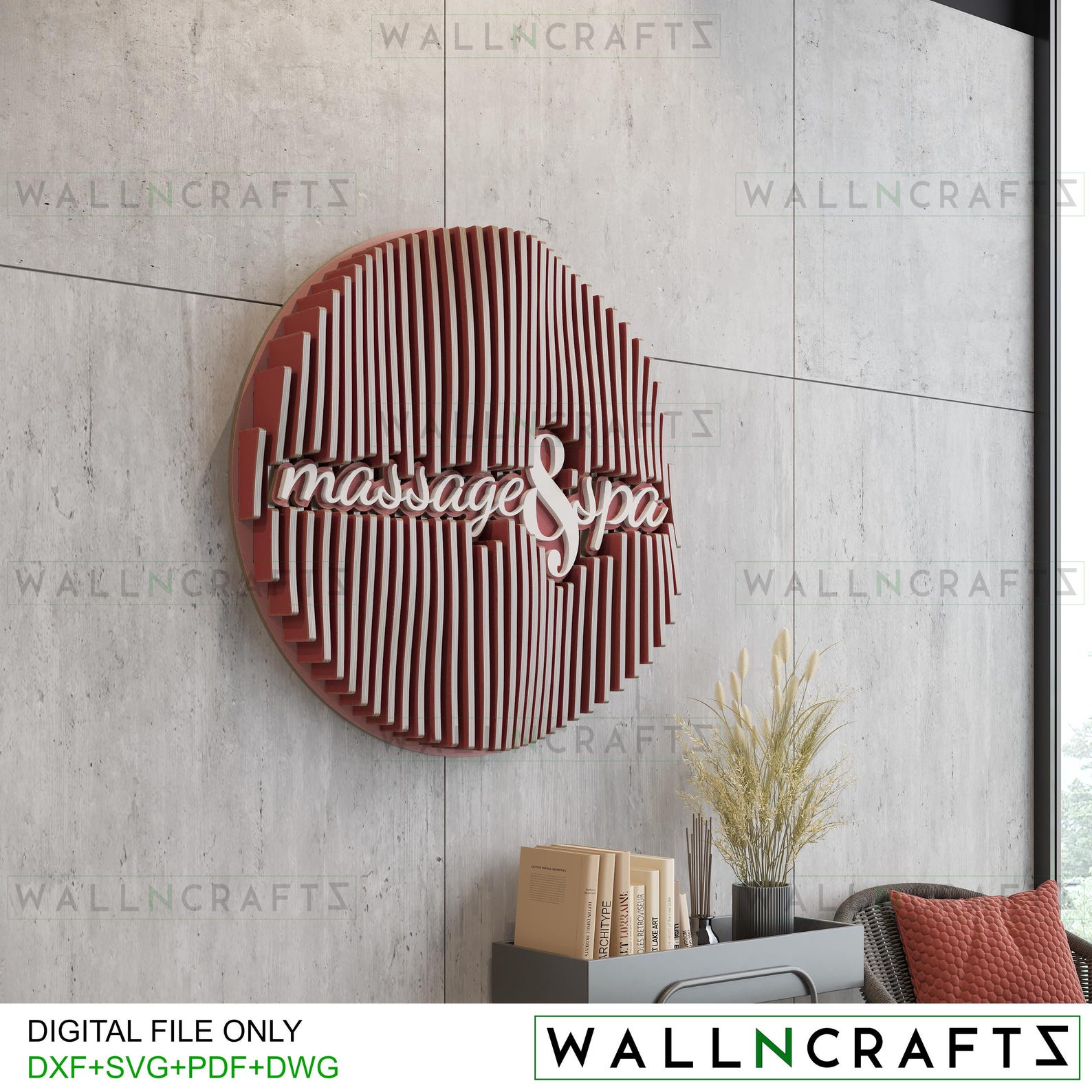 Parametric Wall Sign Massage and Spa / Cnc Cutting Files / Spa Club ...