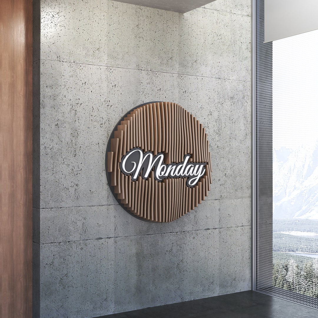 Letrero de pared paramétrico Lunes / Archivos de corte Cnc / Nombre del ...