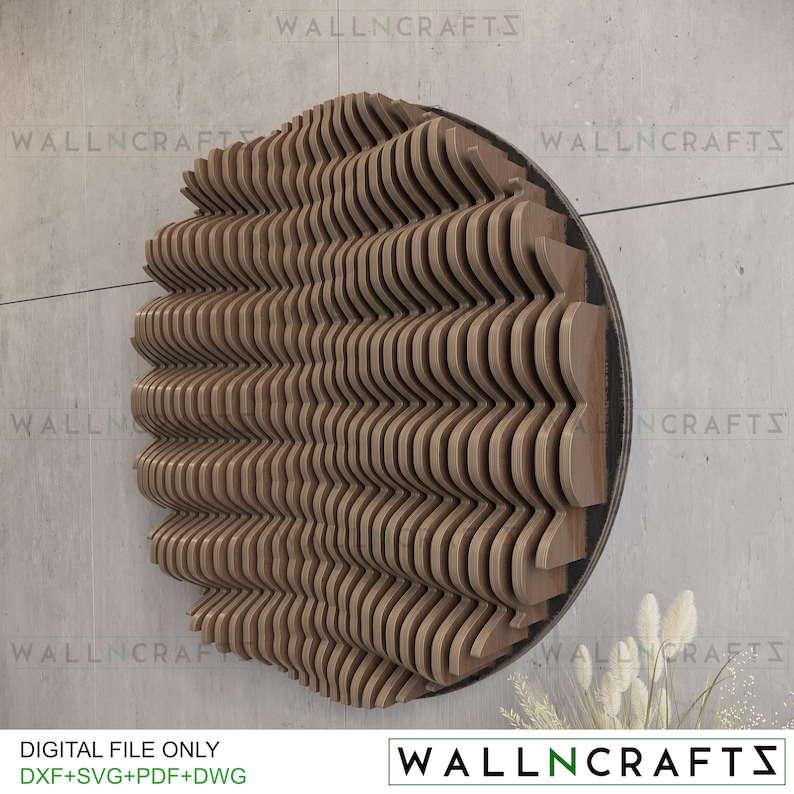Parametric Wall Art C-2 / Cnc Cutting Files / Round Wall Decor / Wavy ...