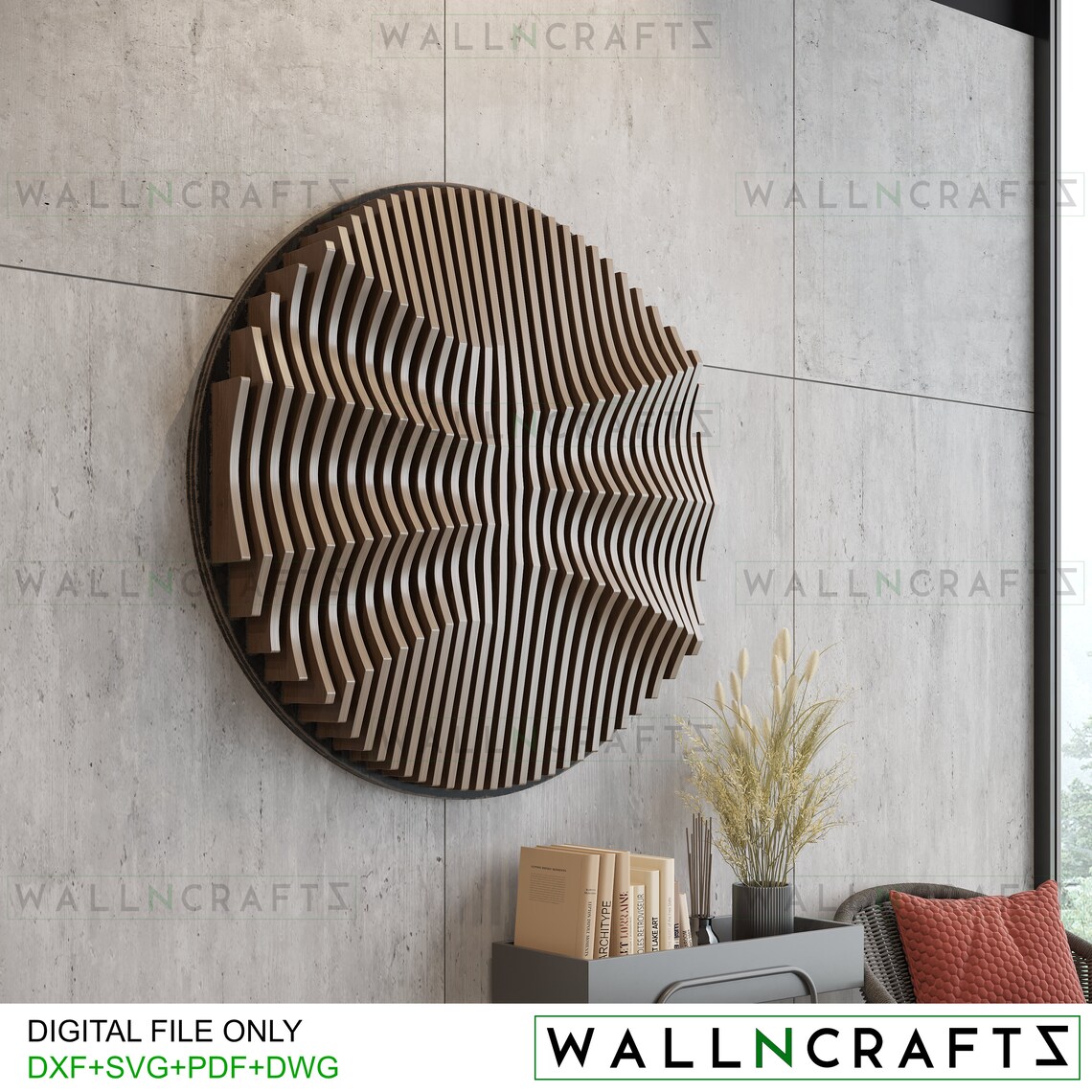 Parametric Wall Art C-3 / Cnc Cutting Files / Round Wall Decor / Wavy ...