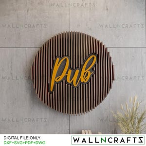 Parametric Wall Sign Pub / Cnc Cutting Files / Night Drink Area Sign ...