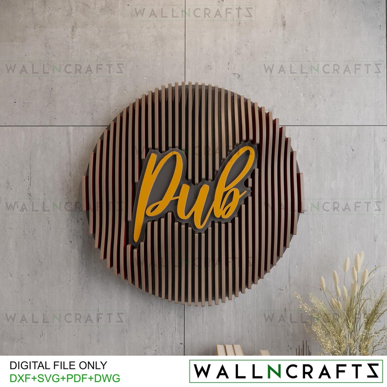 Parametric Wall Sign Pub / Cnc Cutting Files / Night Drink Area Sign ...