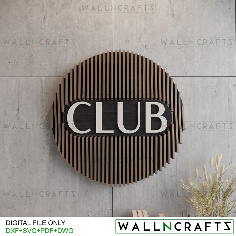 Parametric Wall Sign Club / Cnc Cutting Files / Night Club Wall Sign ...