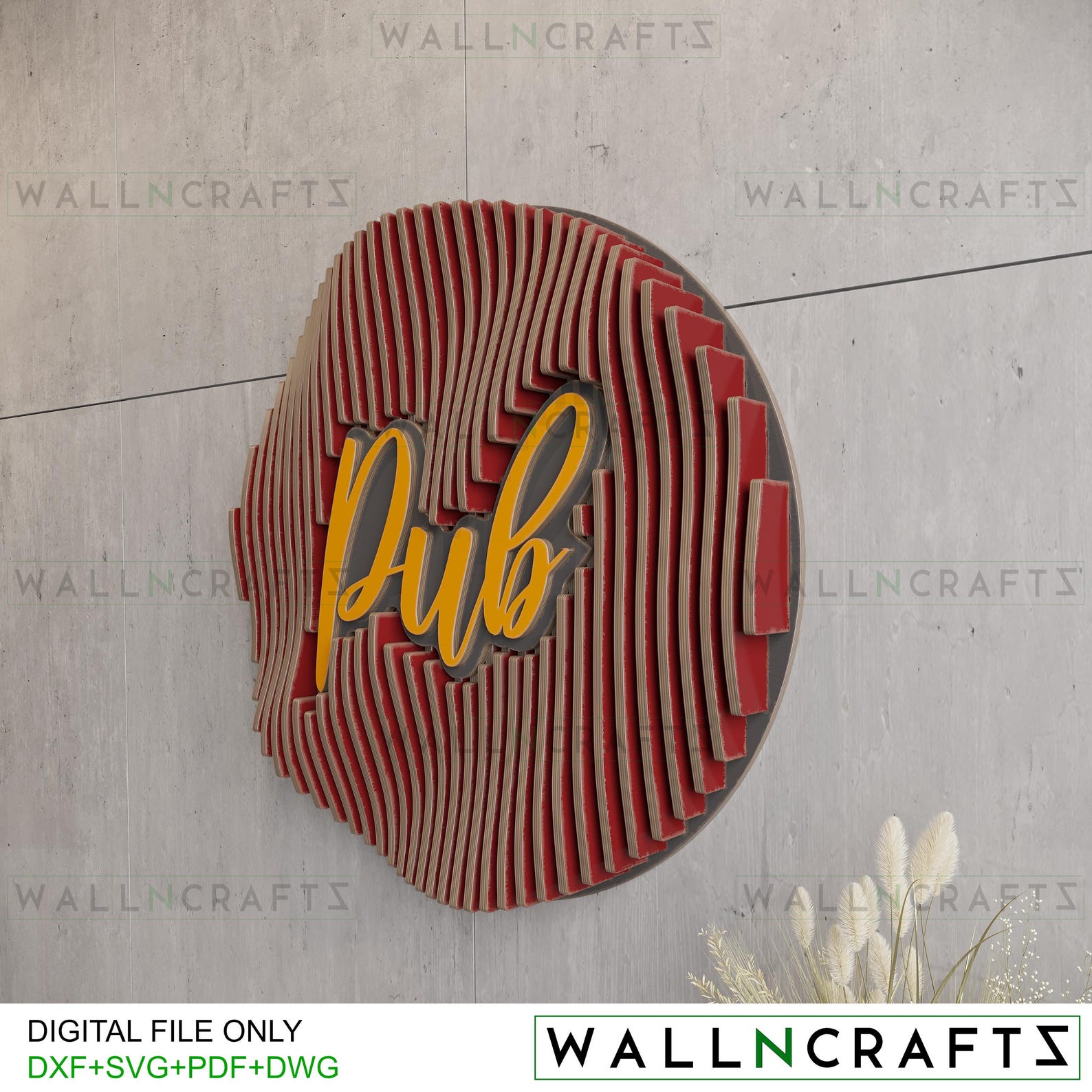 Parametric Wall Sign Pub / Cnc Cutting Files / Night Drink Area Sign ...