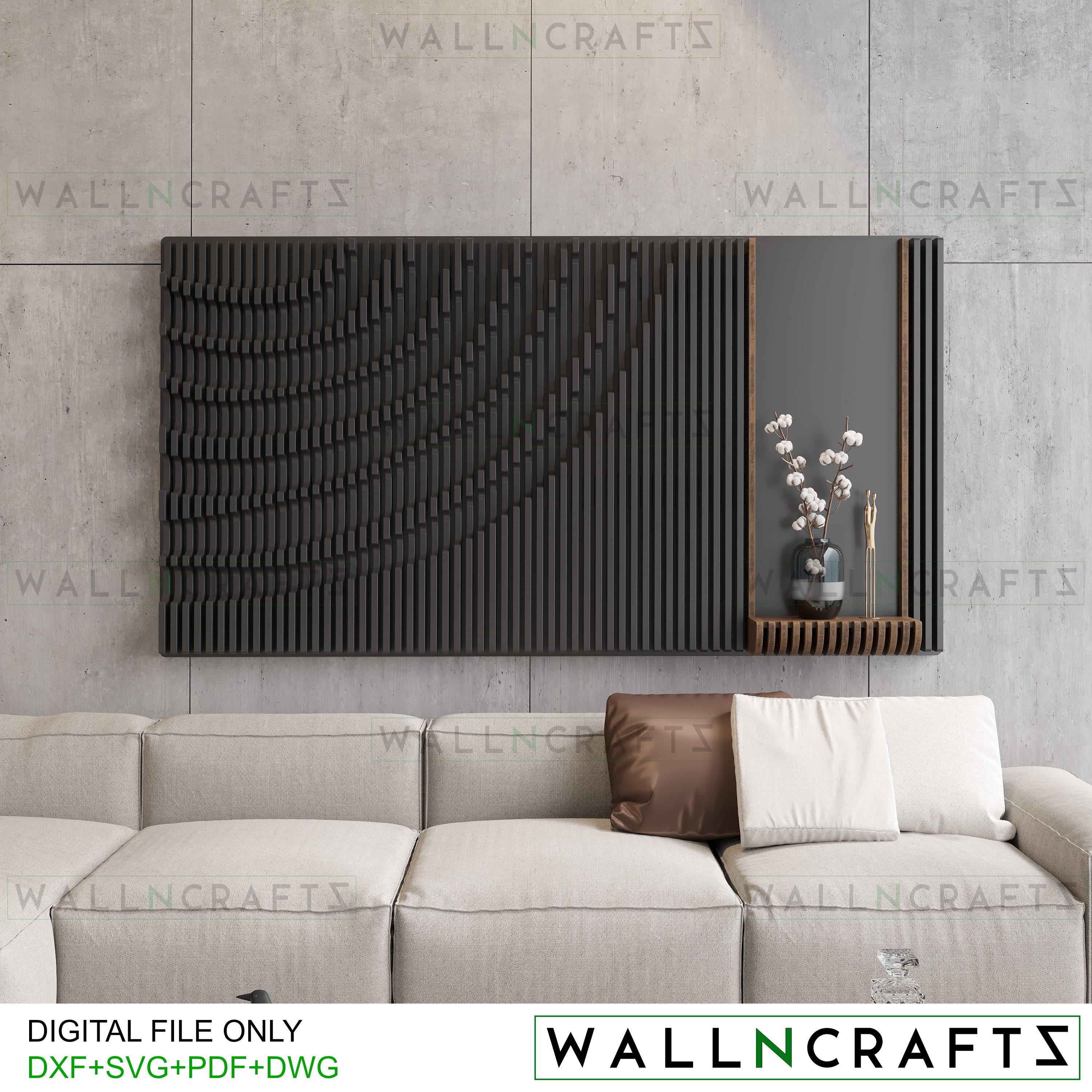 Parametric Wall Art A-2 / Cnc Cutting Files / Wall Decor With Shelf ...