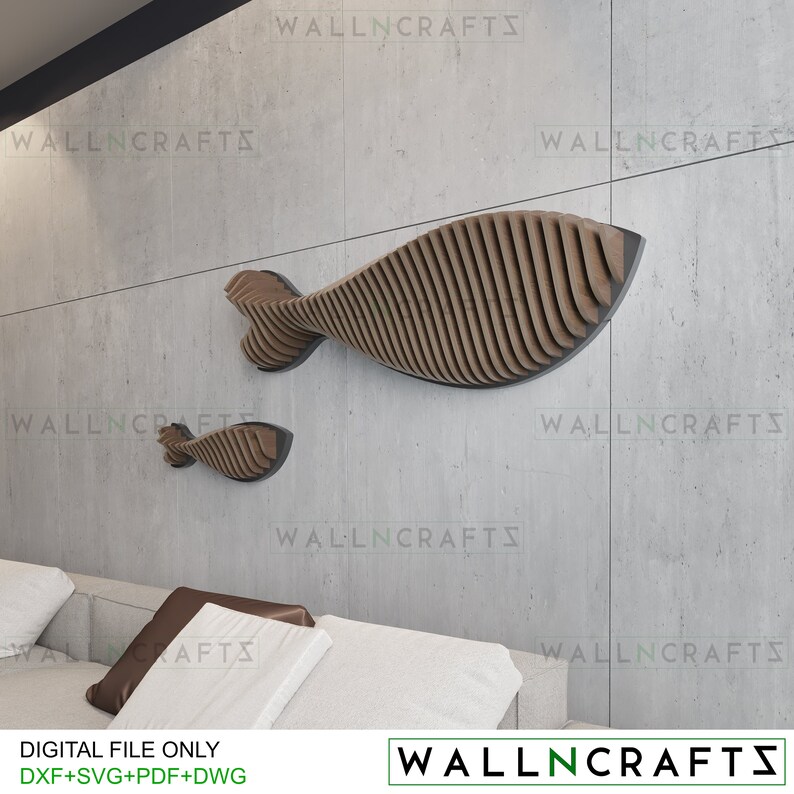 Parametric Wall Art B-1 / Cnc Cutting Files / Fish Wall Decor / Whale ...