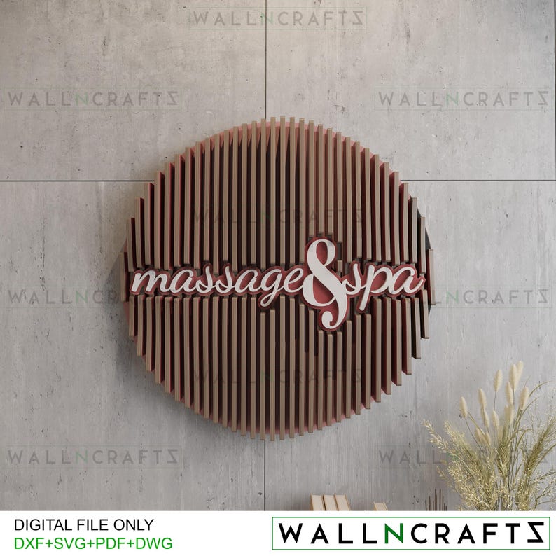 Parametric Wall Sign Massage and Spa / Cnc Cutting Files / Spa Club ...