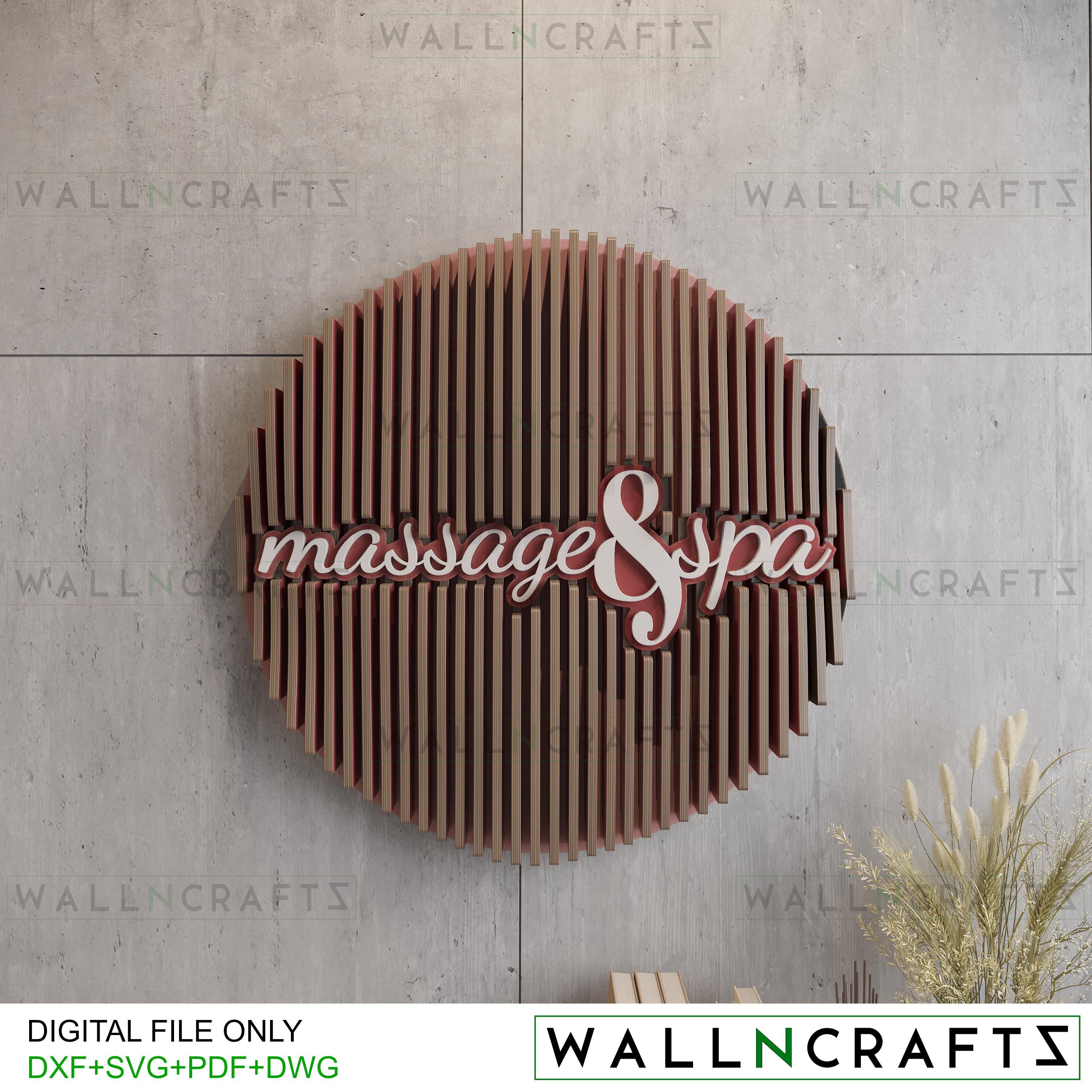 Parametric Wall Sign Massage and Spa / Cnc Cutting Files / Spa Club ...