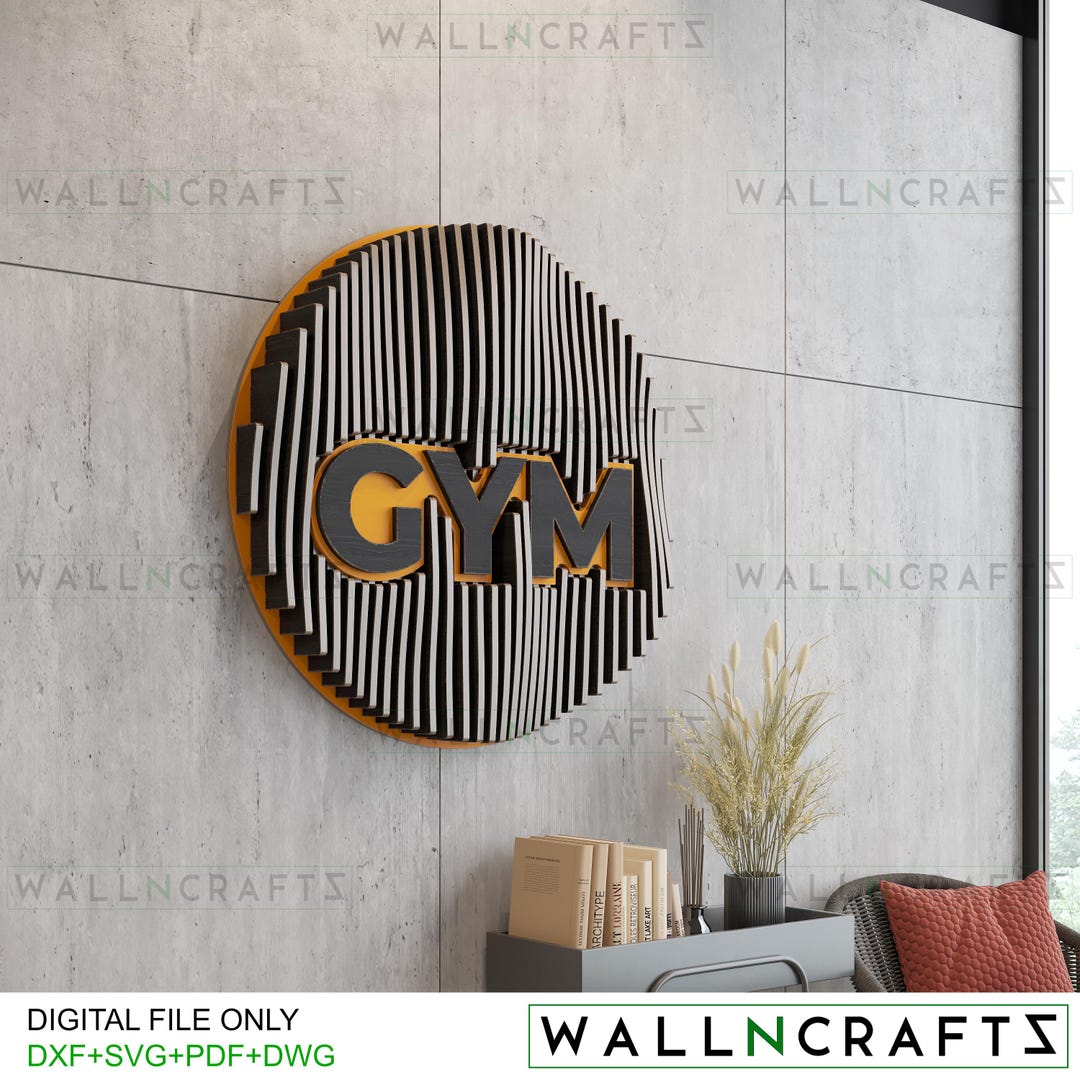 Parametric Wall Sign Gym / Cnc Cutting Files / Spor Club Wall Sign ...