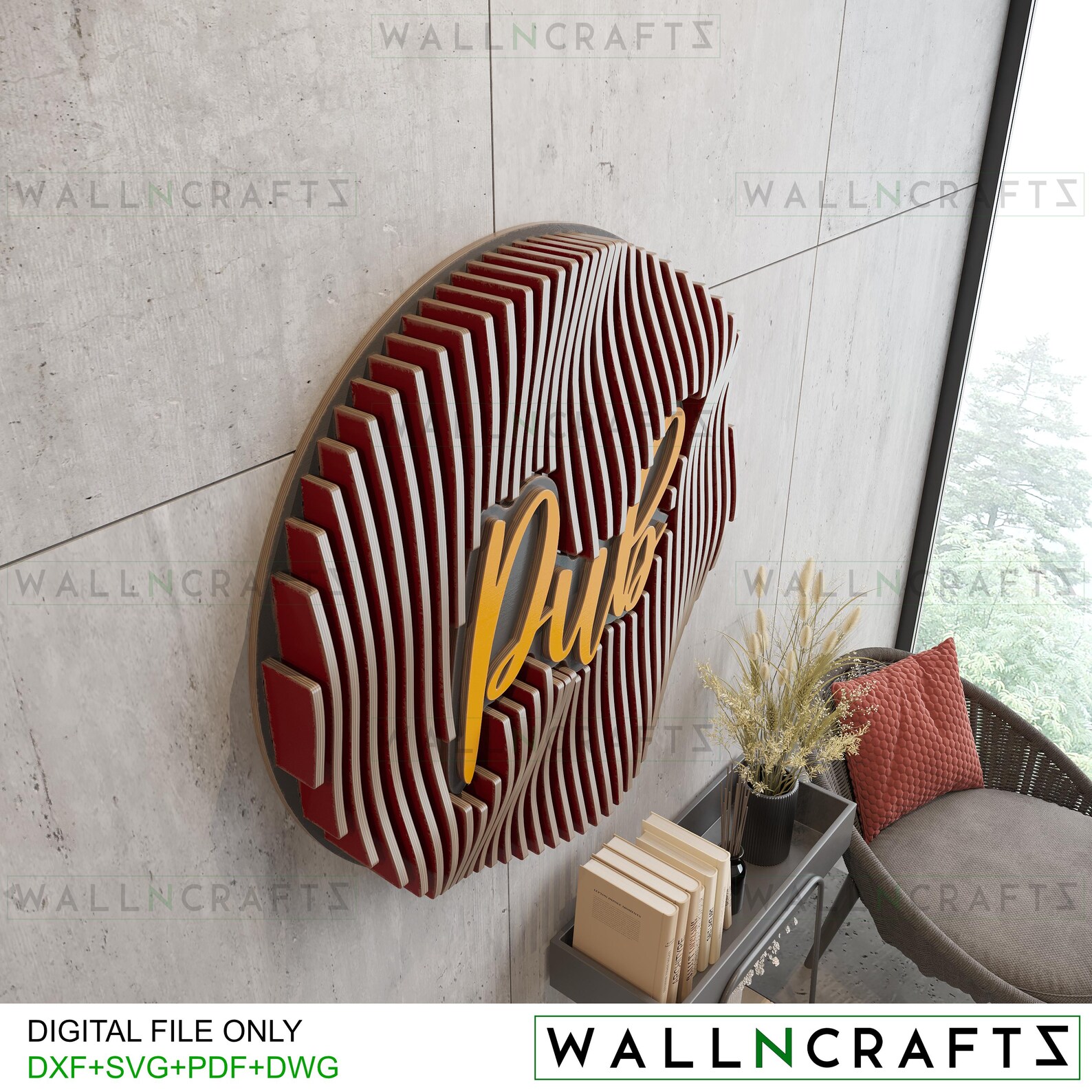 Parametric Wall Sign Pub / Cnc Cutting Files / Night Drink Area Sign ...