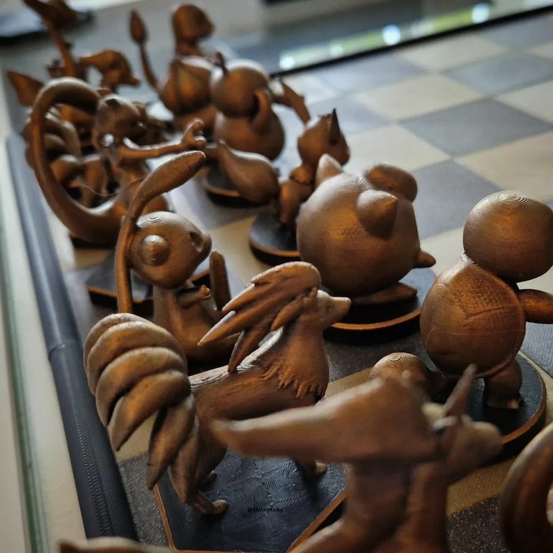 Pokemon Chess Set 3D Printed | Custom Anime Board Game | Gold & Silver ...