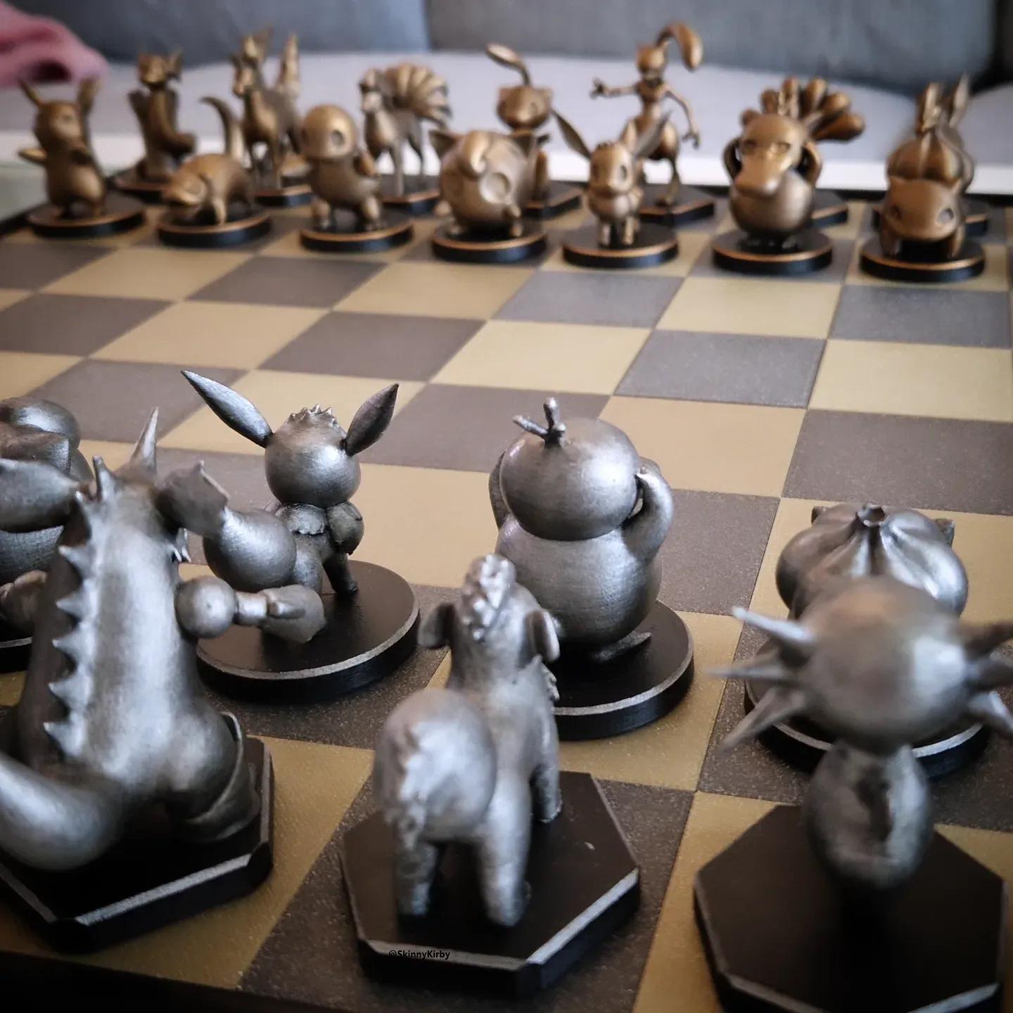 Pokemon Chess Set 3D Printed | Custom Anime Board Game | Gold & Silver ...